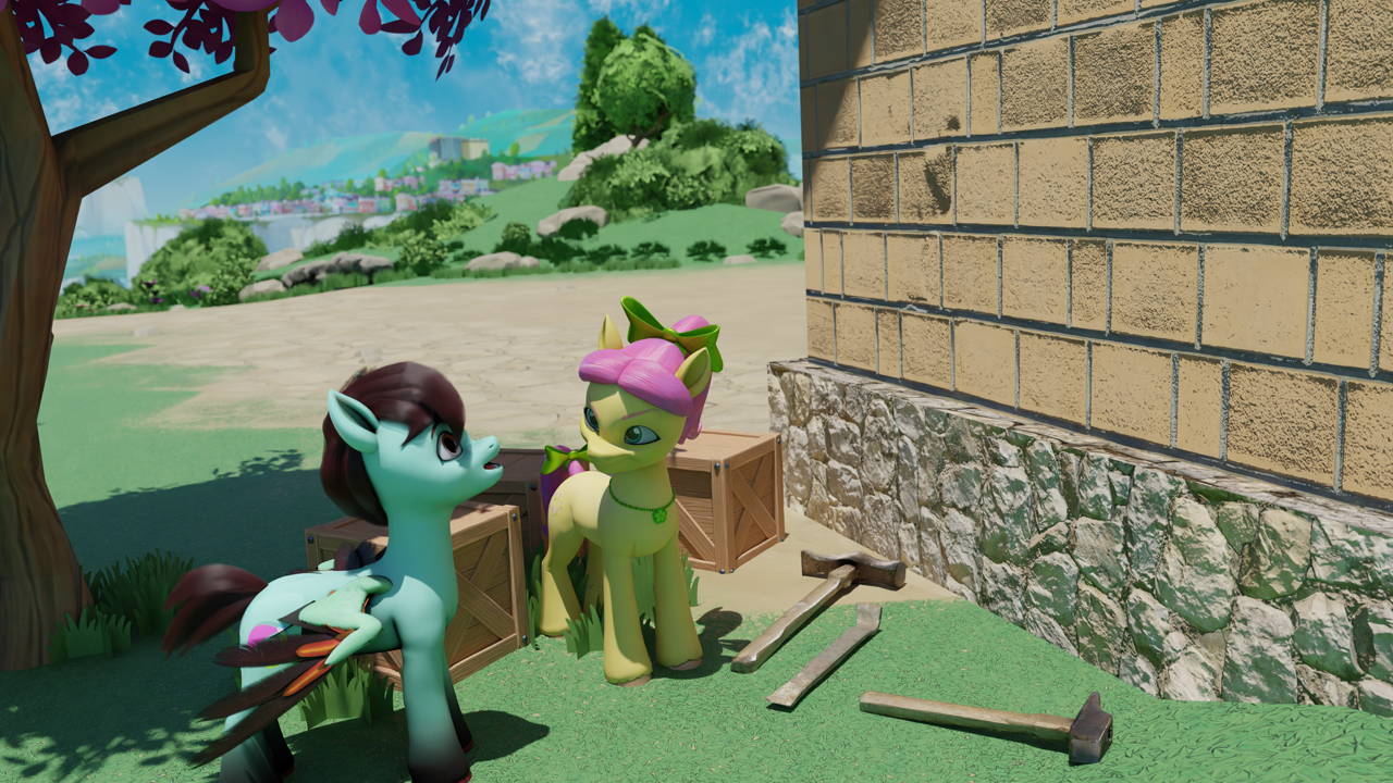 #3464680 - safe, artist:raindashesp, posey bloom, oc, oc:rain cloud ...