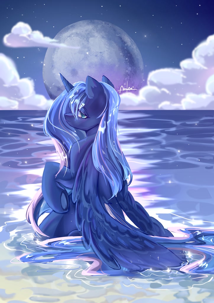 #3466323 - safe, artist:alunarlen, princess luna, alicorn, pony, g4 ...