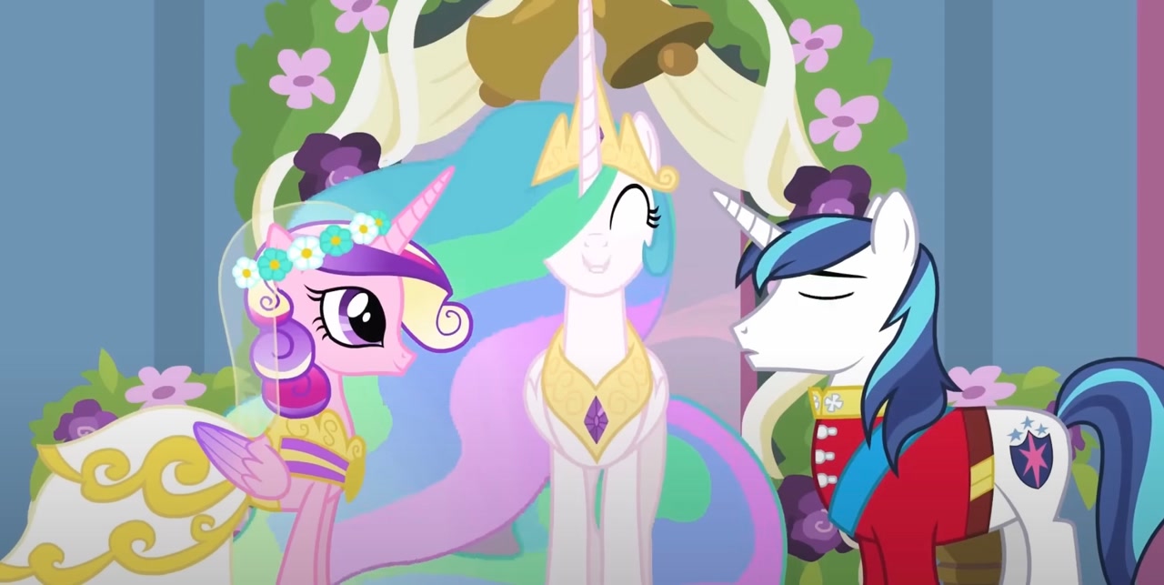 #3469255 - safe, screencap, princess cadance, princess celestia, queen ...
