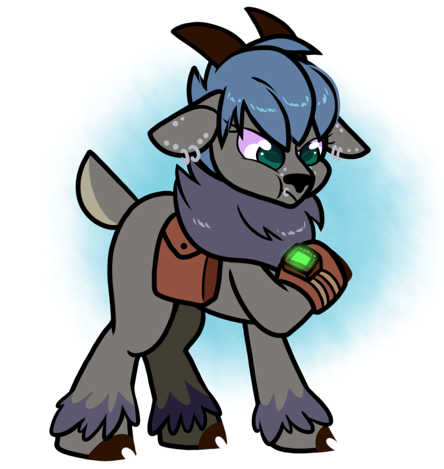 #3471134 - safe, artist:paperbagpony, goat, bag, ear piercing, grumpy ...