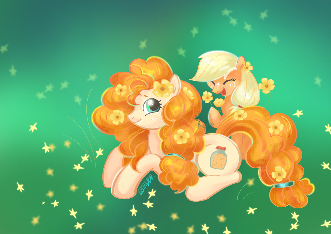 #3471433 - safe, artist:ginger, applejack, pear butter, earth pony ...