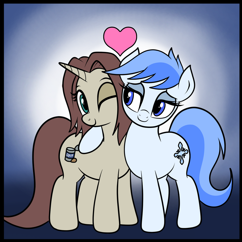 #3472256 - safe, artist:vomitvomiting, oc, oc:store brand soup, oc:wynter wye, pony, duo ...