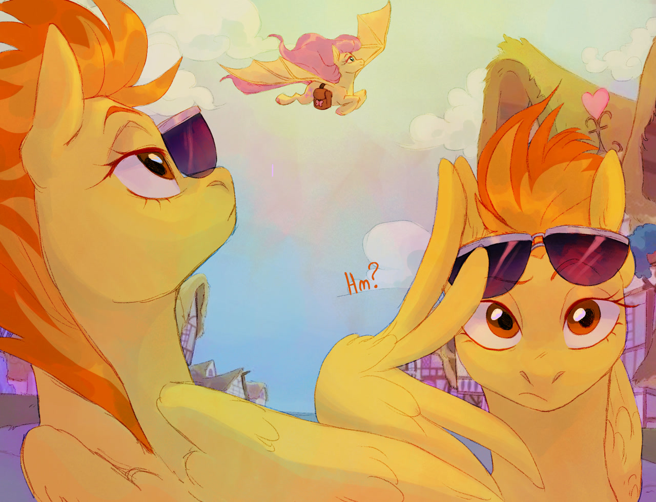 #3472548 - safe, artist:abbytabbys, fluttershy, spitfire, bat pony ...