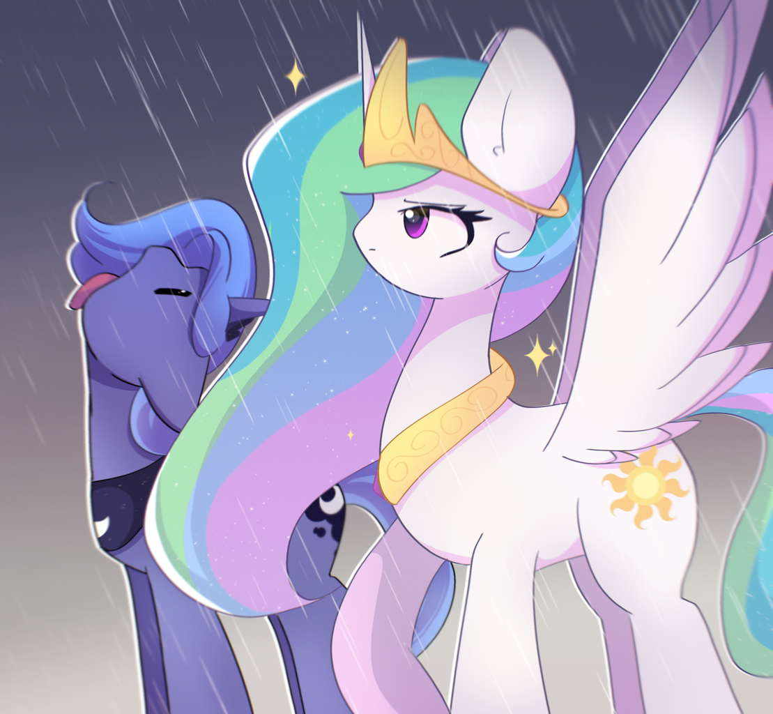 #3474539 - safe, artist:miryelis, princess celestia, princess luna ...