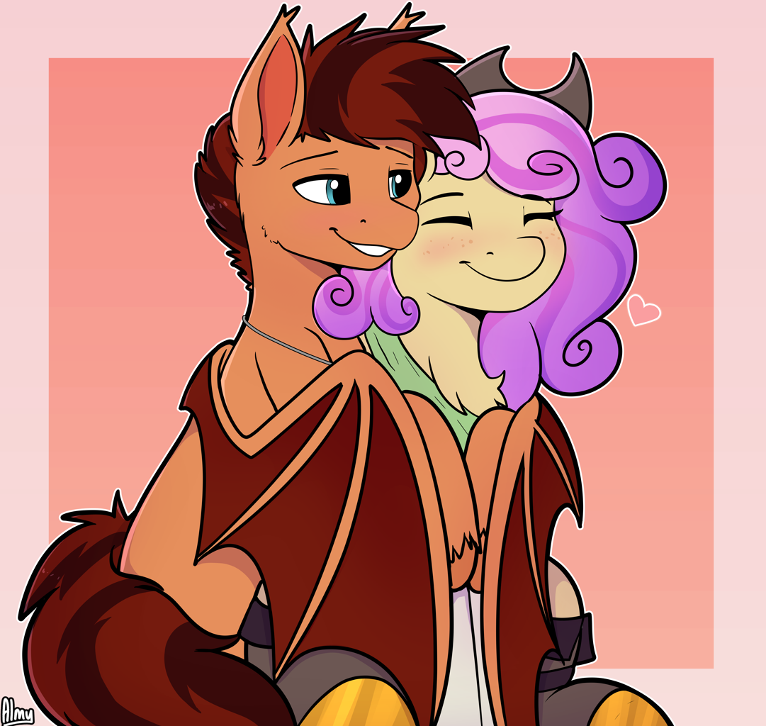 #3475072 - safe, artist:suchalmy, oc, oc:autumn dusk, oc:quickdraw, bat ...