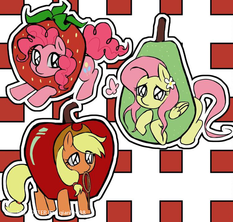 #3455817 - safe, artist:qianhe498, applejack, fluttershy, pinkie pie ...