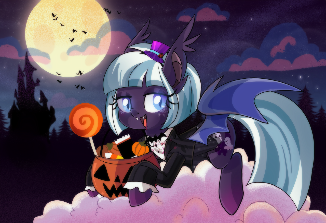 #3476330 - safe, artist:spookyle, oc, oc only, oc:hallow haze, bat pony, pony, bat pony oc, solo ...