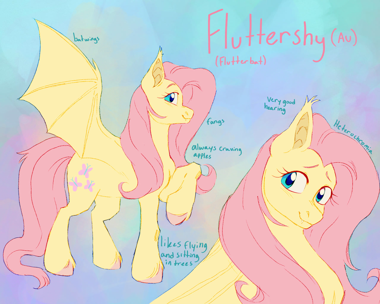 #3477206 - safe, artist:abbytabbys, part of a set, fluttershy, bat pony, pony, fanfic:broken ...