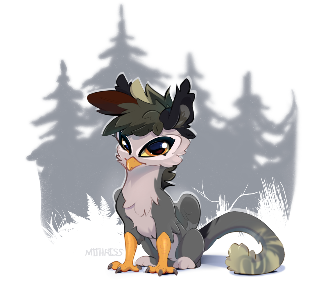 #3456085 - safe, artist:mithriss, oc, oc only, oc:lychee, griffon, beak, cheek fluff, claws ...