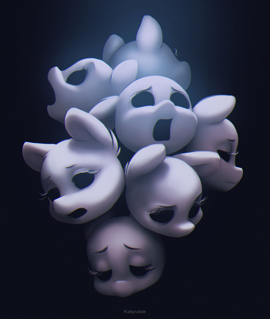 #3456958 - safe, artist:katputze, pony, blank eyes, face, nightmare ...