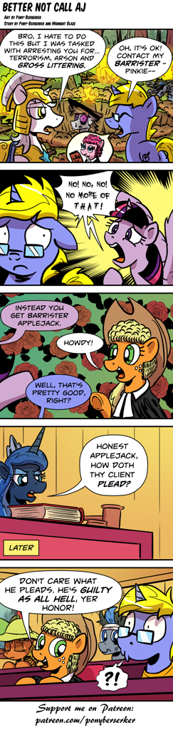 #3457844 - safe, artist:pony-berserker, applejack, princess luna ...