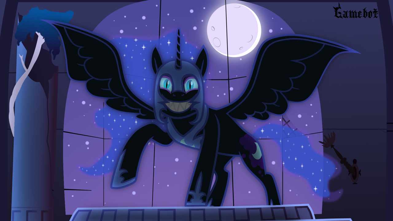#3477554 - safe, artist:tcgamebot, nightmare moon, alicorn, pony, mlp ...
