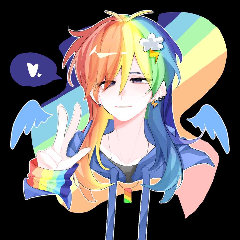 #3485419 - safe, artist:shilajiyuzhi, rainbow dash, human, g4, black background, bust, ear ...