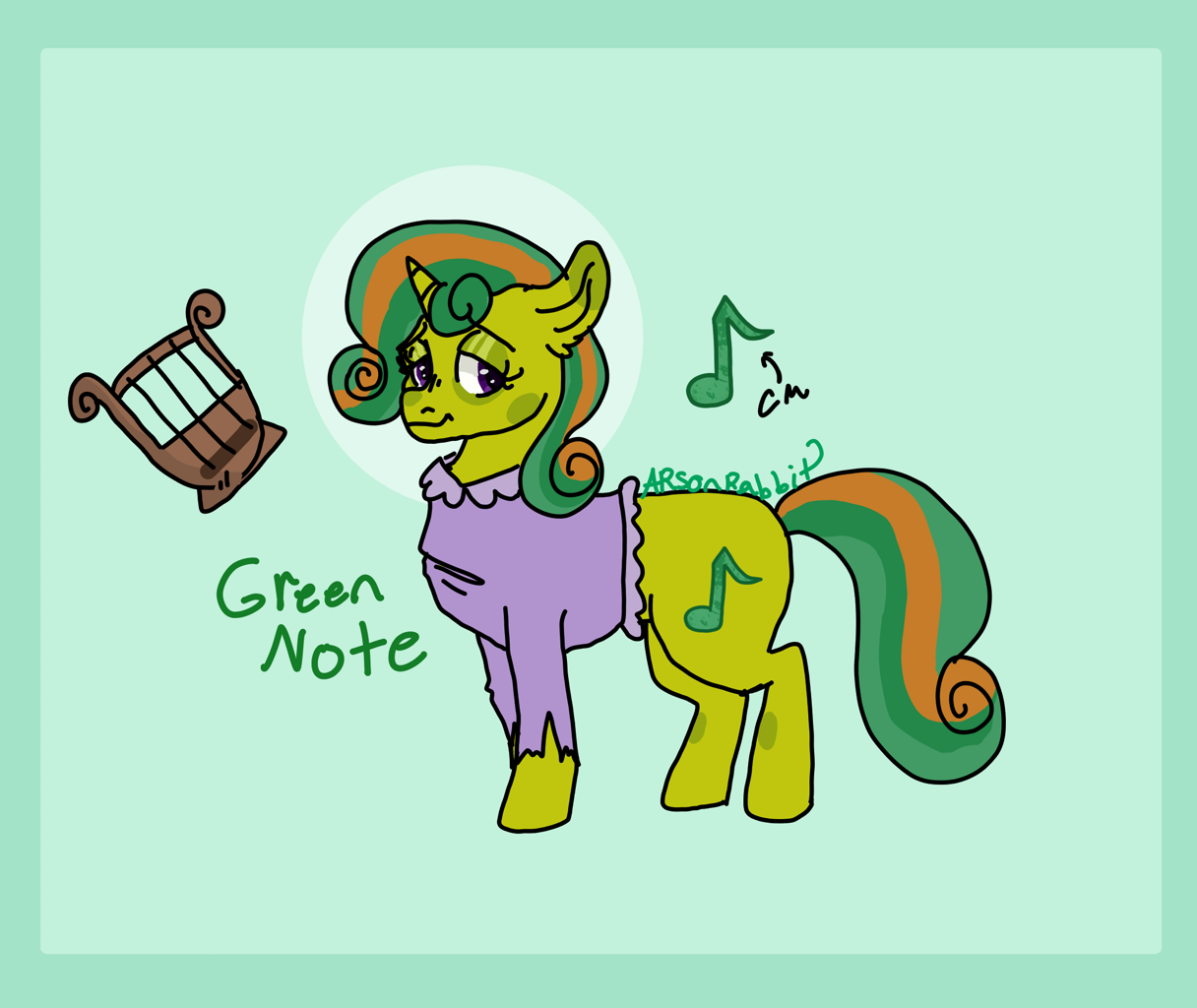 #3486130 - safe, artist:arsonrabbit, oc, oc only, oc:greennote, pony ...