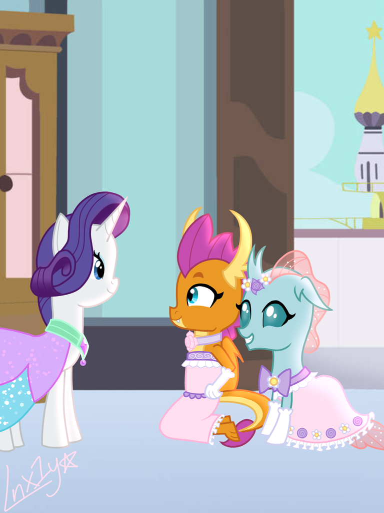 #3489810 - safe, artist:lnx1ynight16, ocellus, rarity, smolder ...