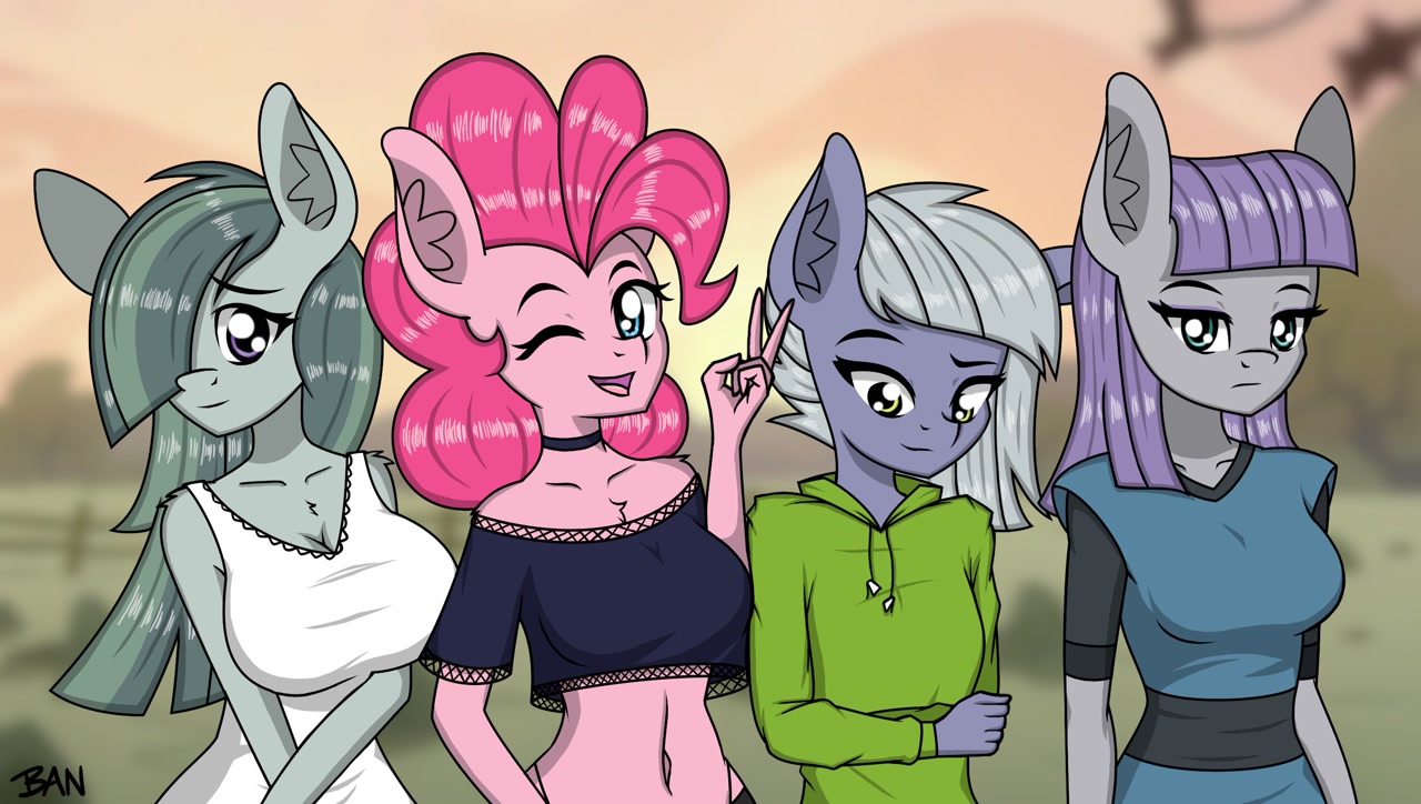 #3490850 - safe, artist:banquo0, limestone pie, marble pie, maud pie, pinkie pie, earth pony ...