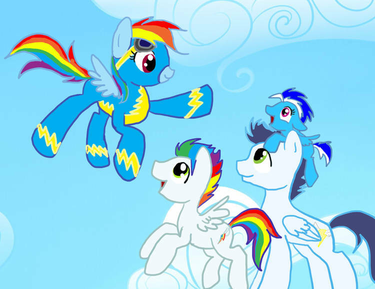 #3492839 - safe, artist:sweetchiomlp, rainbow dash, soarin', pegasus ...