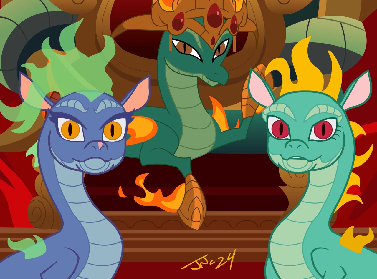 #3493607 - safe, artist:jettmanas, baihe (tfh), the empress (tfh), tianhuo (tfh), dragon, hybrid ...