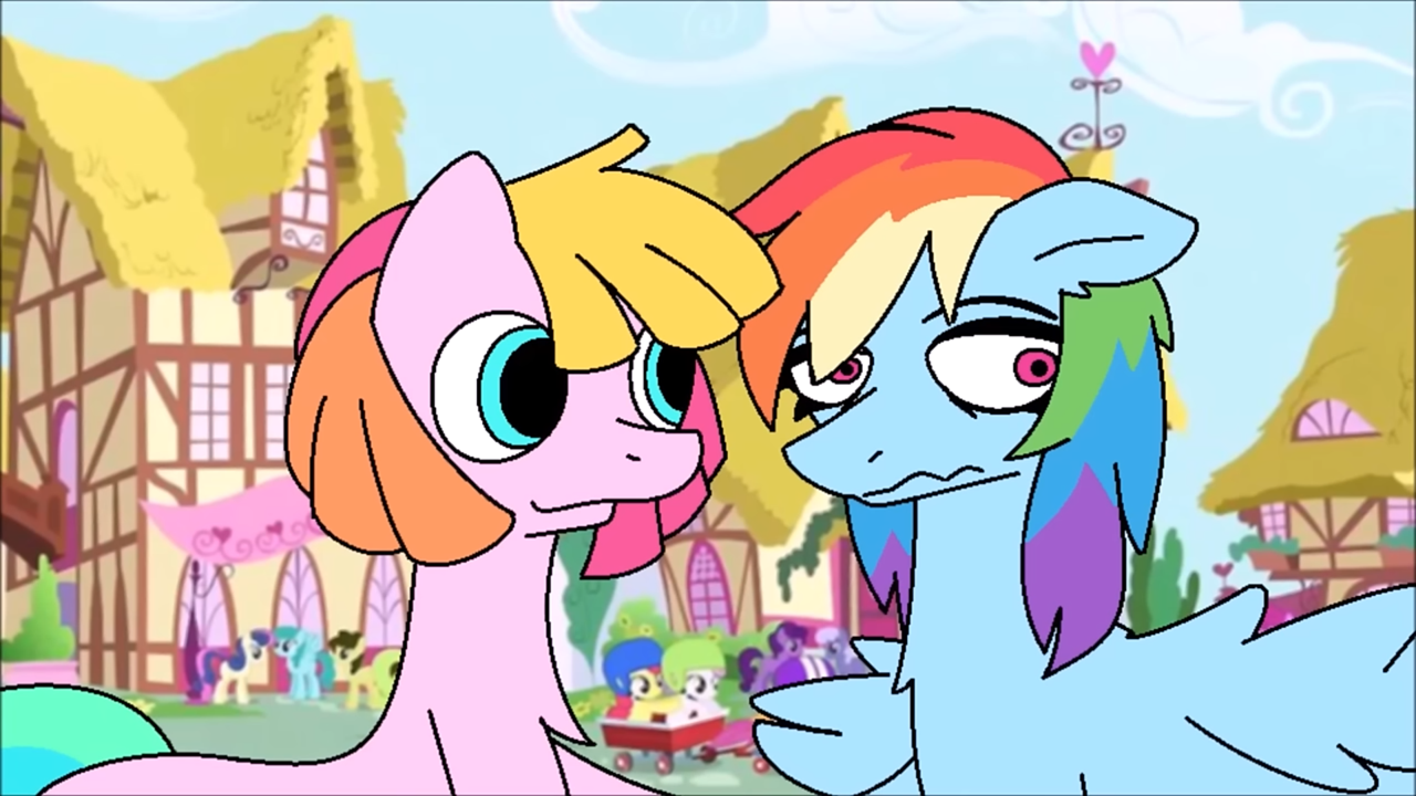 #3495253 - safe, artist:tamers12345, apple bloom, bon bon, rainbow dash ...