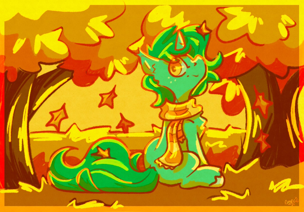 #3497448 - safe, artist:ezzerie, oc, oc only, oc:chira, unicorn, autumn ...