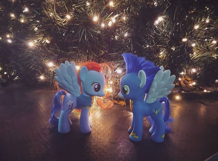 #3498023 - safe, rainbow dash, soarin', pegasus, pony, christmas ...
