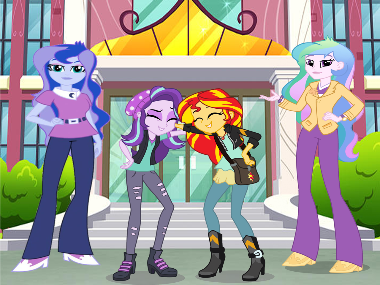 #3481352 - safe, artist:awesomegamedude10, princess celestia, princess luna, principal celestia ...