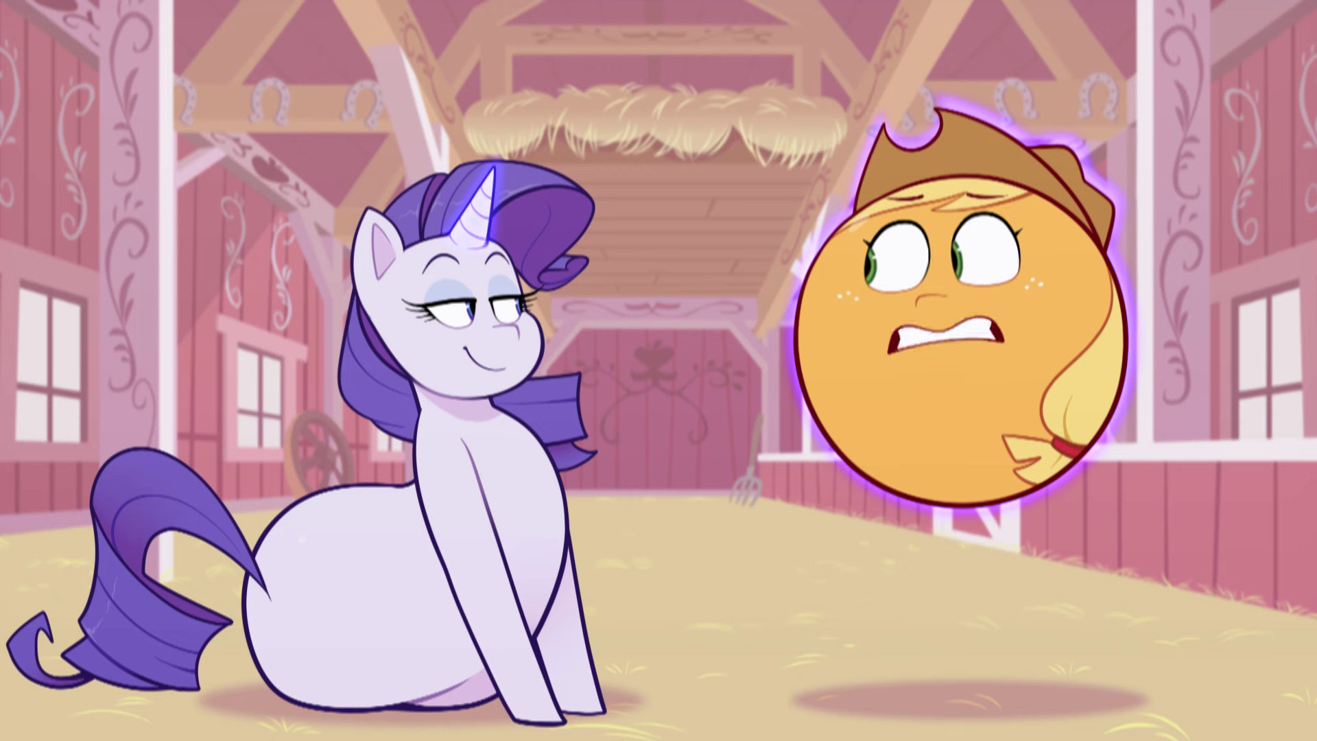 #3482695 - safe, artist:secretgoombaman12345, applejack, rarity, cake ...