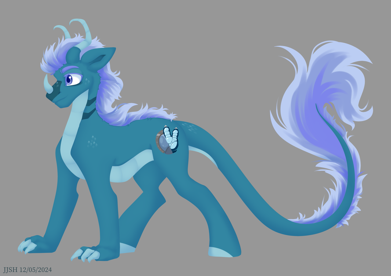 #3484188 - safe, artist:jjsh, oc, oc only, dragon, pony, concave belly, fluffy, fluffy mane ...