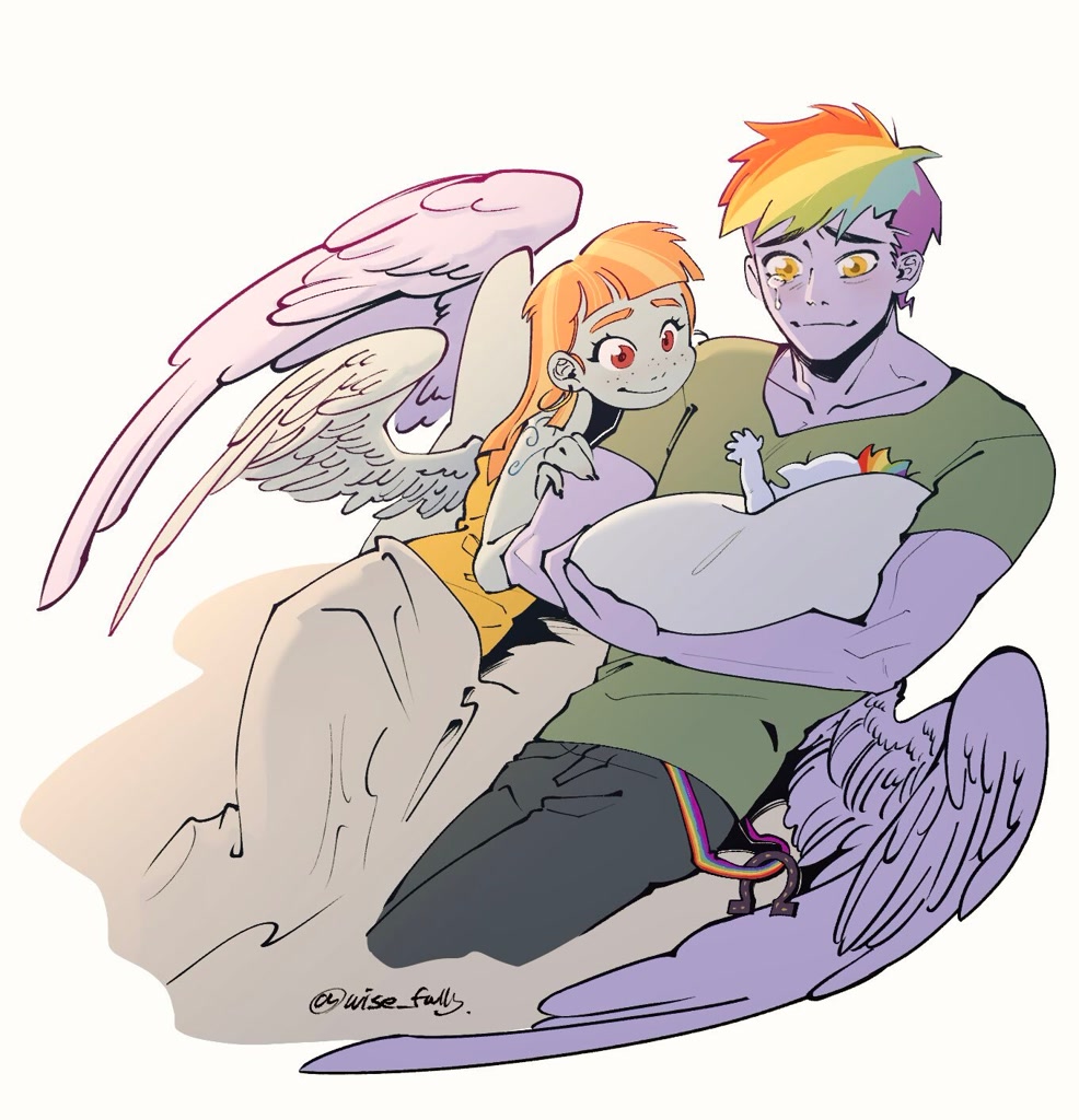 #3505106 - safe, artist:wise_fully, bow hothoof, rainbow dash, windy ...