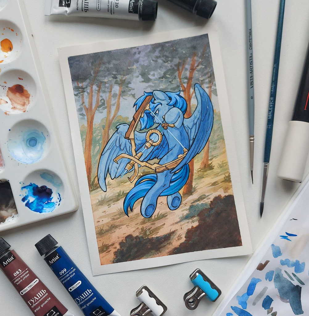 #3507116 - safe, artist:amishy, oc, oc only, pegasus, pony, arrow, bow ...