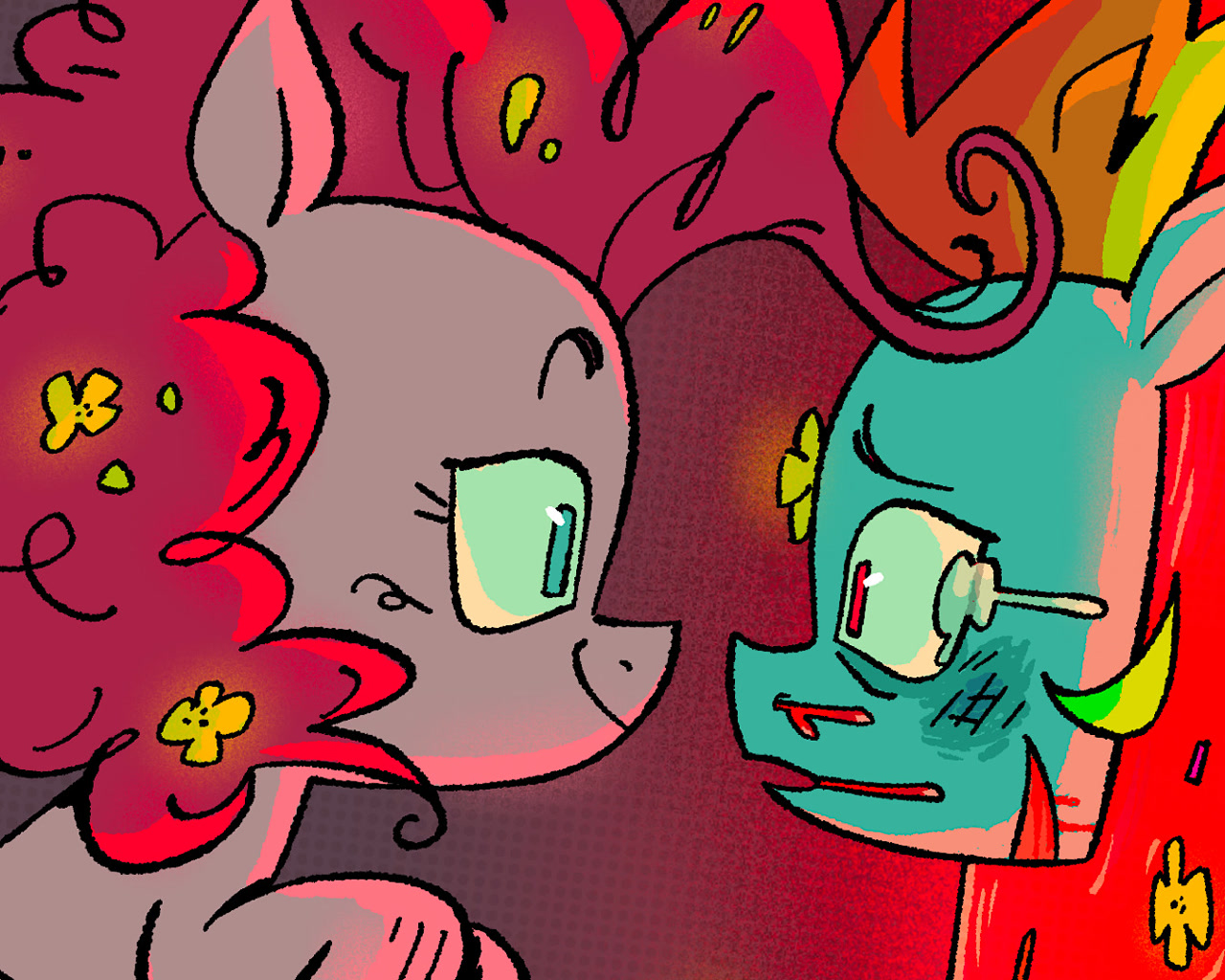 #3507460 - semi-grimdark, artist:batzy-artz, pinkie pie, rainbow dash ...