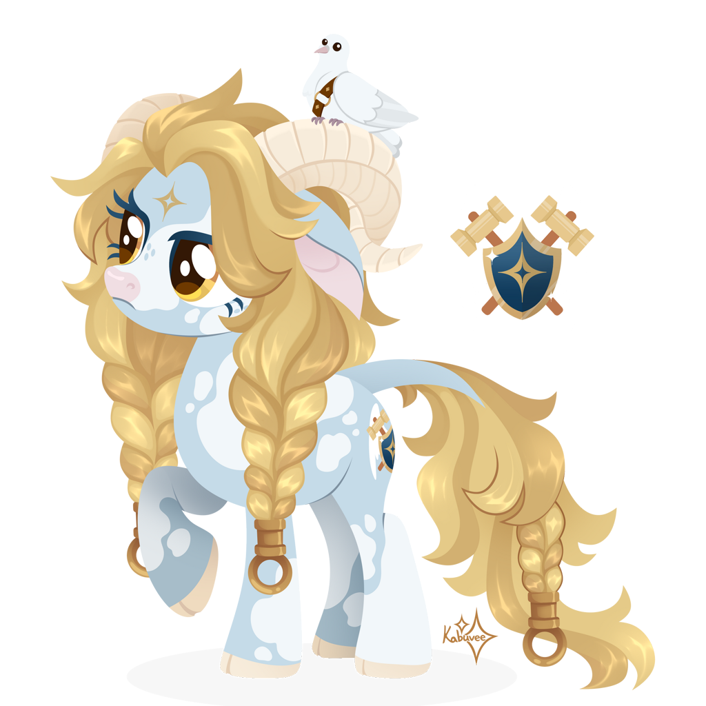 #3507579 - safe, artist:kabuvee, oc, bird, cow, cow pony, dove, female ...