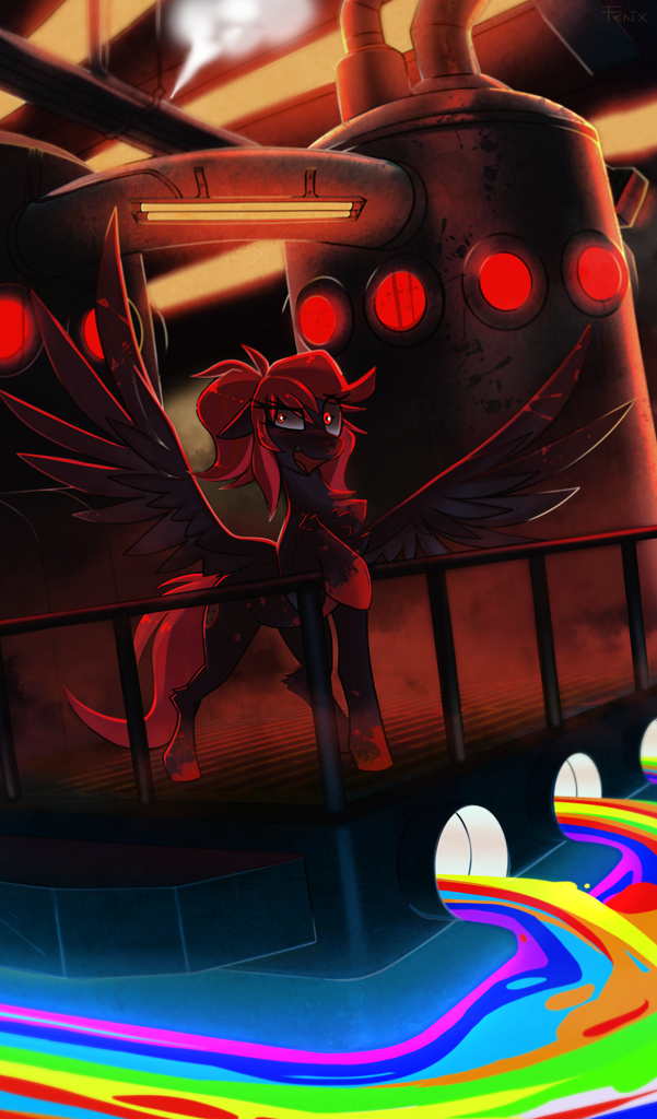 #3508539 - semi-grimdark, artist:fenixdust, oc, oc:wake-up call, pegasus, pony, fanfic:rainbow ...