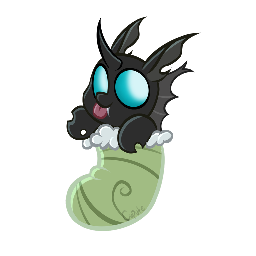 #3511199 - safe, artist:cupute, changeling, nymph, pony, :p, big ears ...