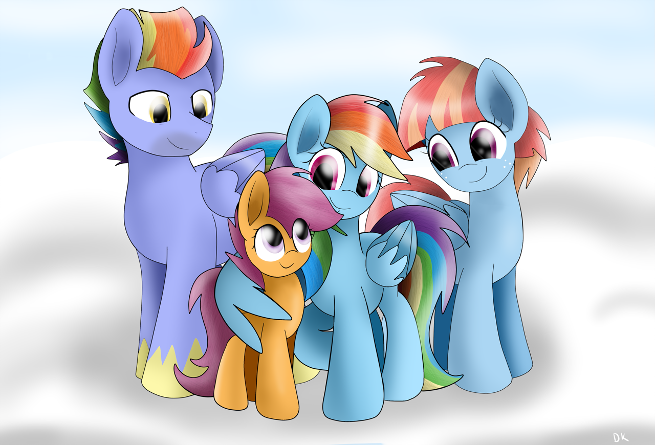 #3511790 - safe, artist:enviaart, bow hothoof, rainbow dash, scootaloo ...