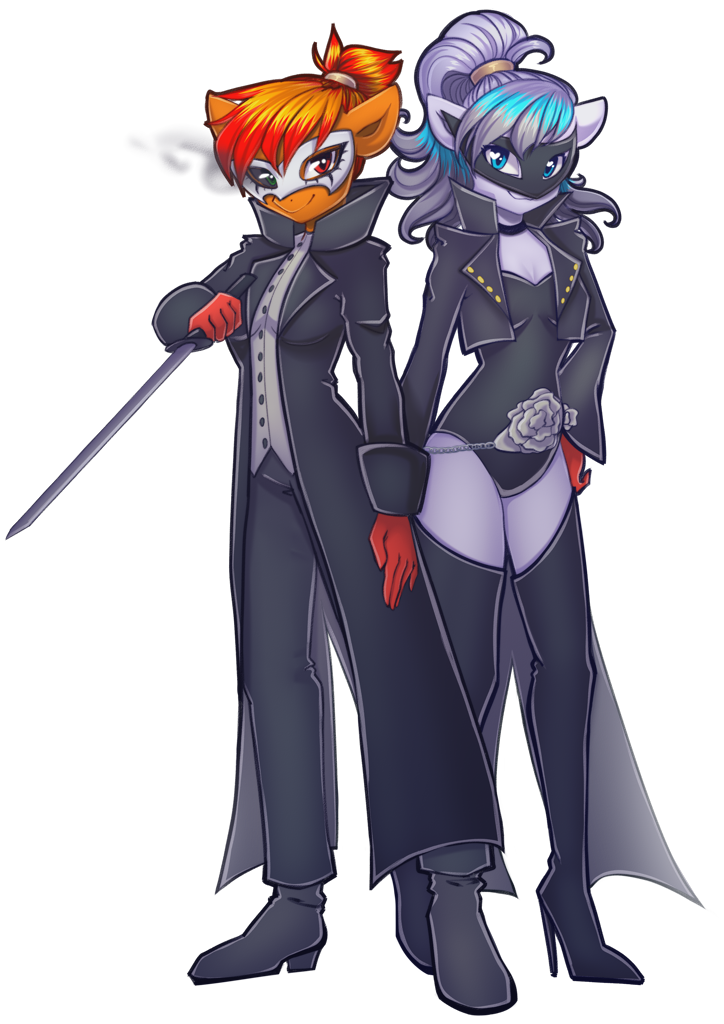 #3513969 - safe, artist:chaosangeldesu, oc, oc only, oc:darkria, oc:flaming hoof, fox, fox pony ...