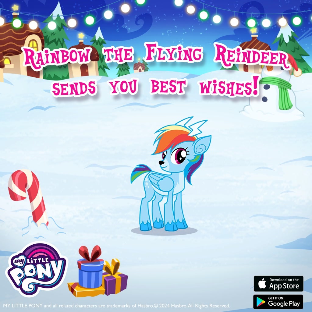 #3515478 - safe, gameloft, rainbow dash, deer, pegasus, reindeer, g4 ...