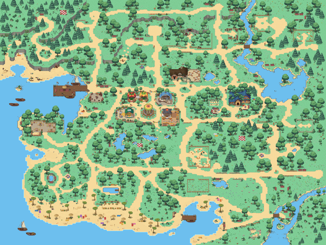 #3515684 - safe, pony town, bench, boat, bridge, cave, digital art ...