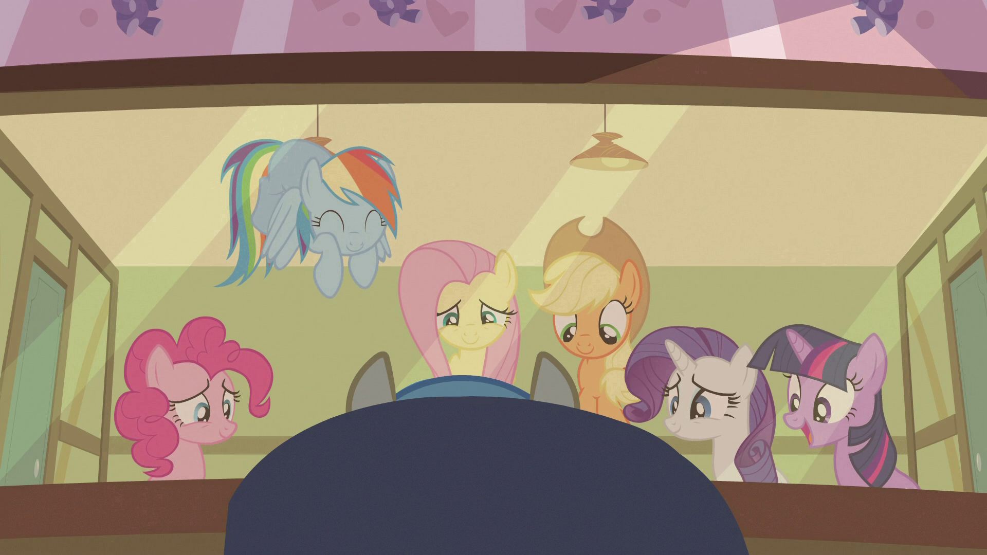 #3516378 - safe, screencap, applejack, carrot cake, fluttershy, pinkie ...