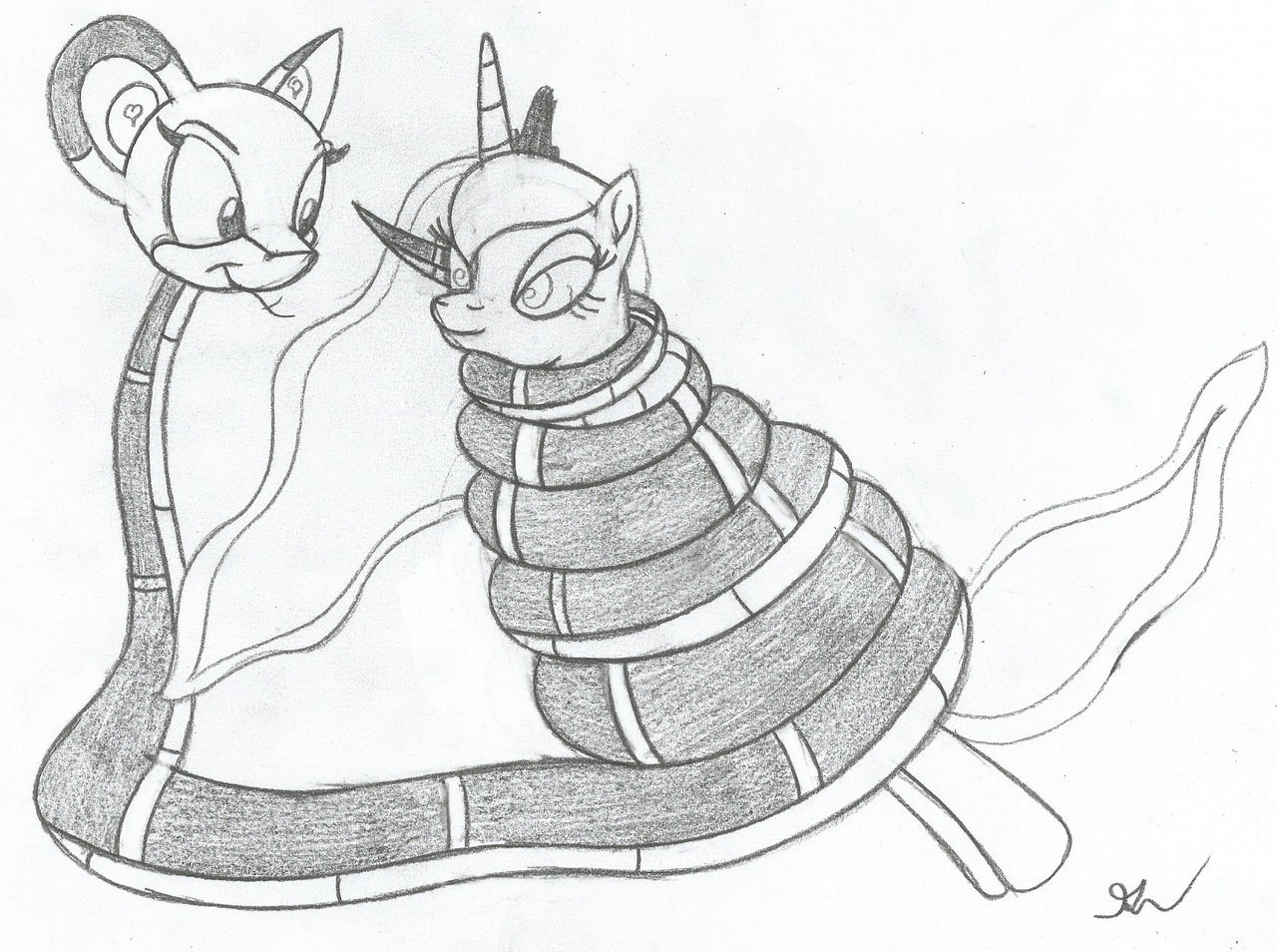 #3518442 - safe, artist:lol20, princess luna, oc, oc:coral the cobra ...