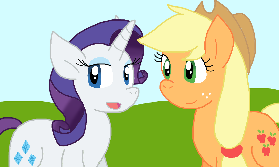 #3518505 - safe, artist:cmara, applejack, rarity, earth pony, unicorn, g4, duo, duo female ...