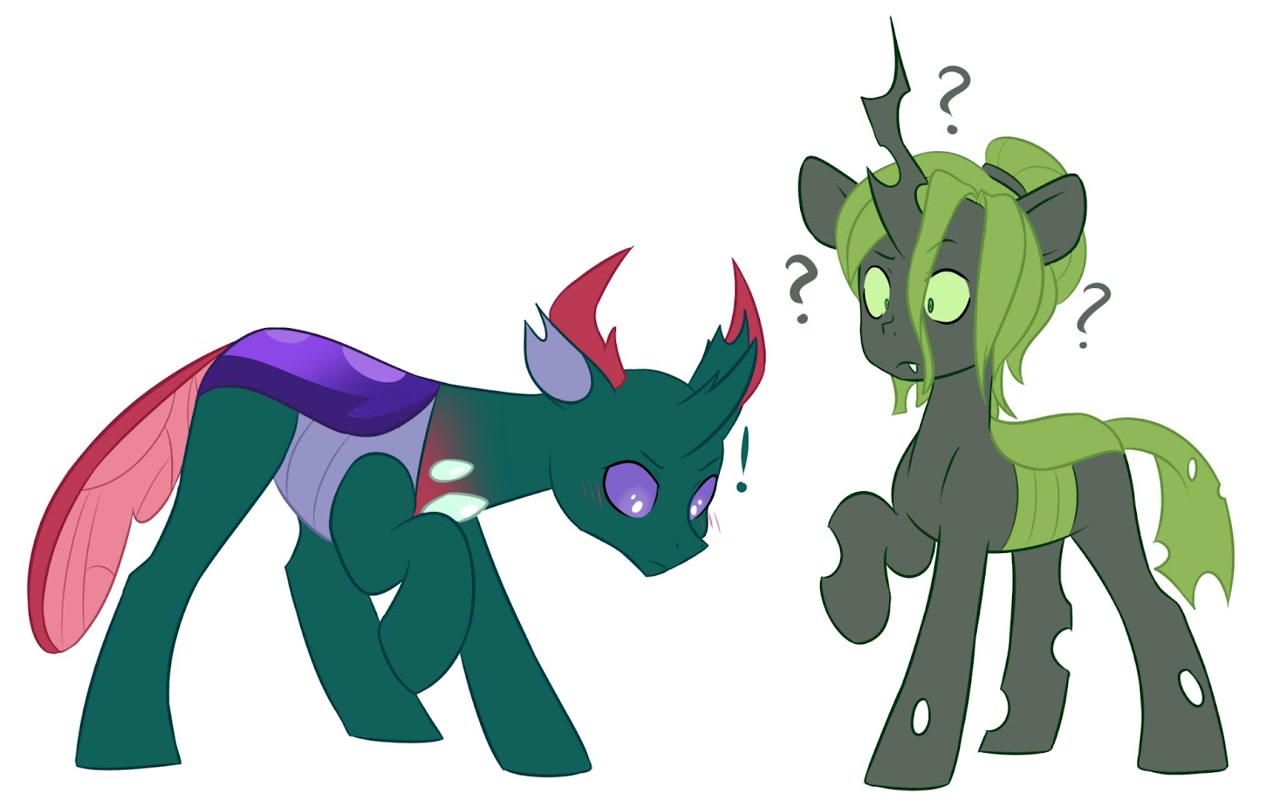 #3501612 - safe, artist:chub-wub, pharynx, oc, oc:wisteria, changedling, changeling, changeling ...