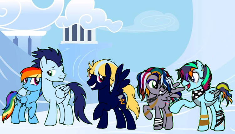 #3501656 - safe, artist:honeydream1, rainbow dash, soarin', pegasus ...