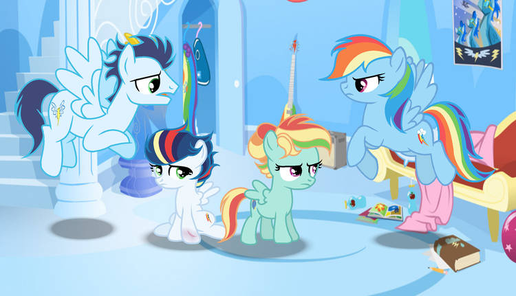 #3501657 - safe, artist:shadowandromedayt, rainbow dash, soarin', oc ...