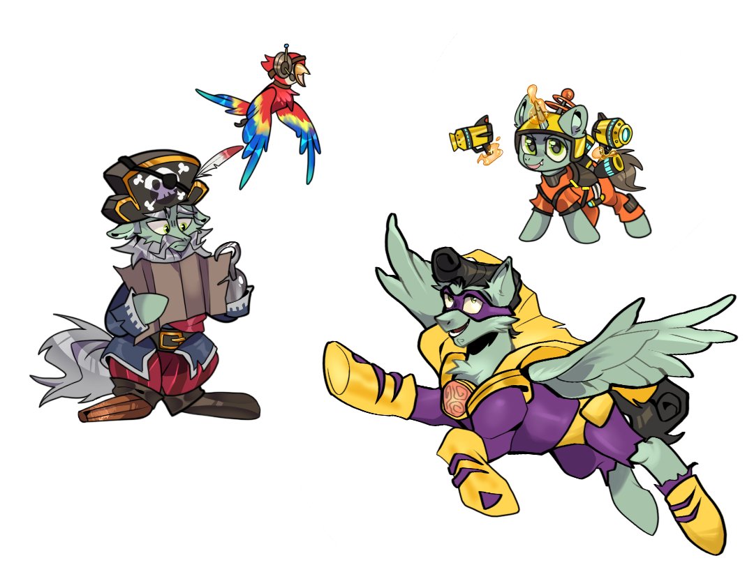 #3503618 - safe, artist:magneteroo, bird, earth pony, parrot, pegasus ...