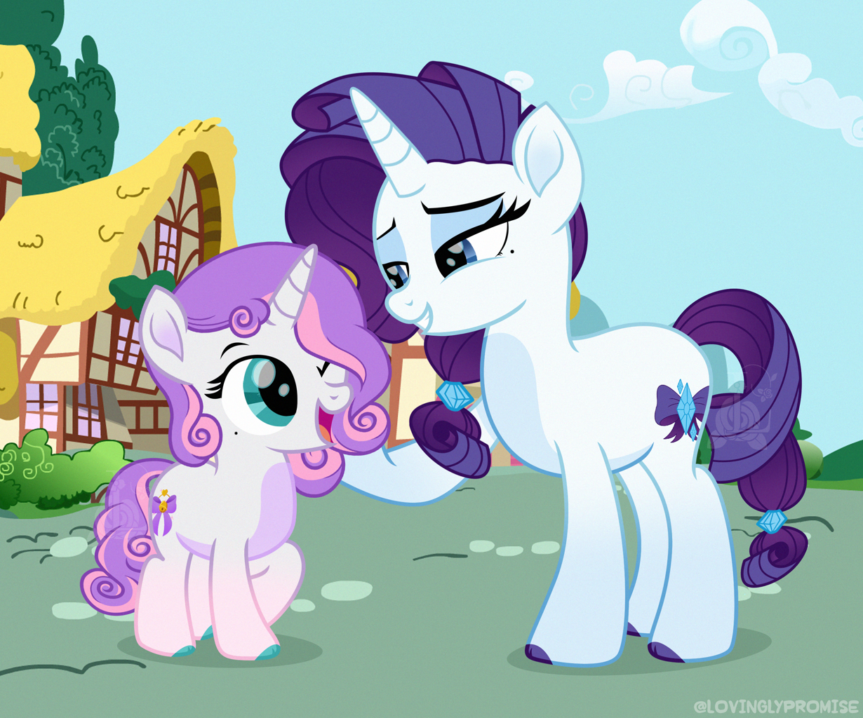 #3504159 - safe, artist:lovinglypromise, rarity, sweetie belle, pony ...