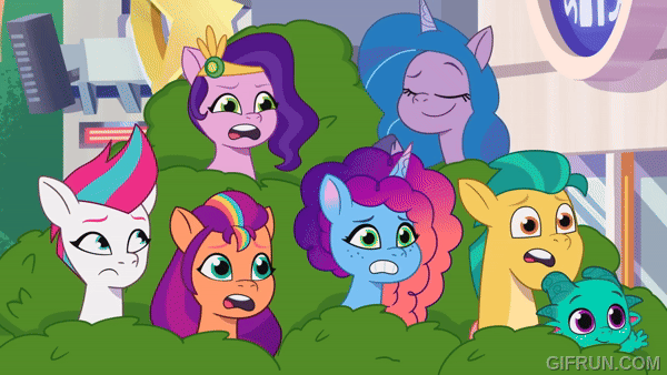 #3292157 - safe, screencap, hitch trailblazer, izzy moonbow, misty brightdawn, pipp petals ...