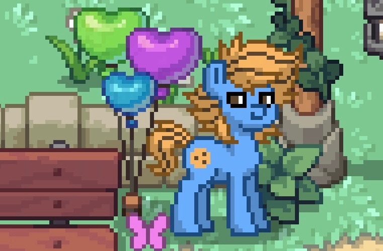 #3301110 - safe, oc, oc only, oc:blue cookie, butterfly, earth pony, pony, pony town, balloon ...