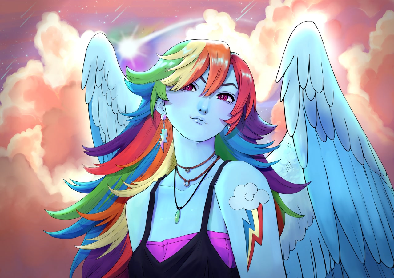 #3303412 - safe, artist:shinywatermelon, rainbow dash, human, g4 ...