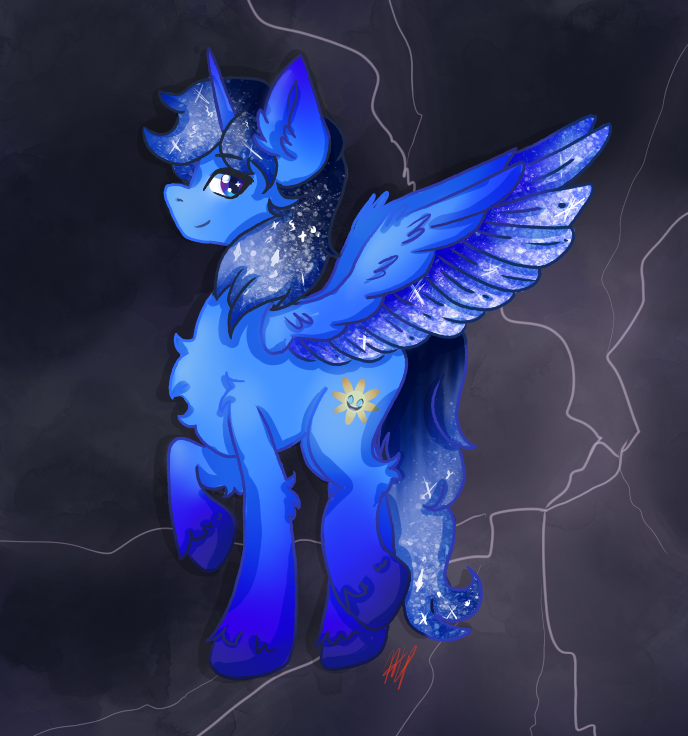 #3306620 - safe, oc, oc:blue thunder, alicorn, background, lightning, smiling, thunderstorm ...